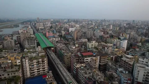Aerial view of the Metro Rail trains of ... | Stock Video | Pond5