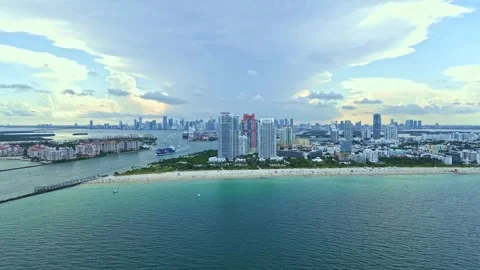 Aerial view of Miami Beach coastline. Pa... | Stock Video | Pond5