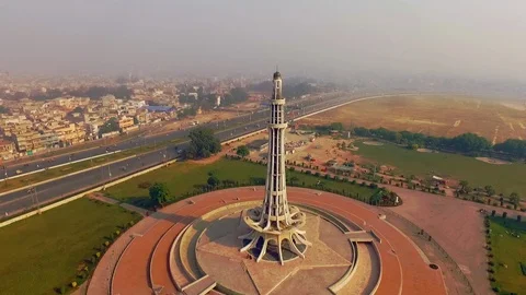 Aerial view of Minar-e-Pakistan, A natio... | Stock Video | Pond5