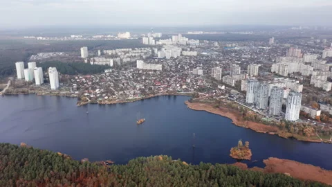 Aerial view of a modern Kyiv architectur... | Stock Video | Pond5