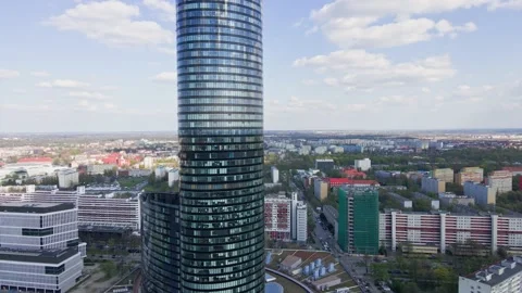 Aerial view of modern office building wi... | Stock Video | Pond5