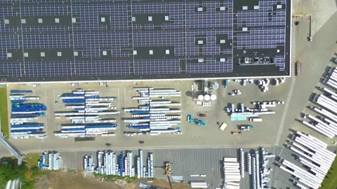 Aerial view of modern storage warehouse ... | Stock Video | Pond5