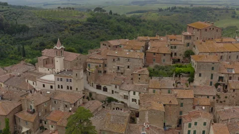 Aerial view of Montisi Tuscani Italy | Stock Video | Pond5