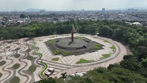 Aerial View of Monumen Bandung Lautan Ap... | Stock Video | Pond5
