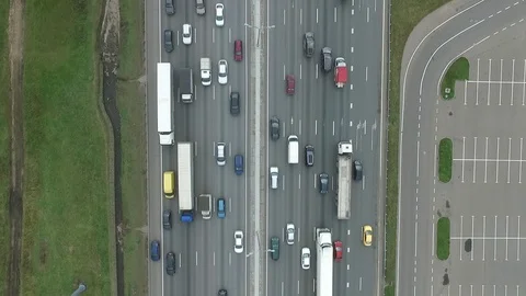 Aerial view: Motorway from the bird's-ey... | Stock Video | Pond5