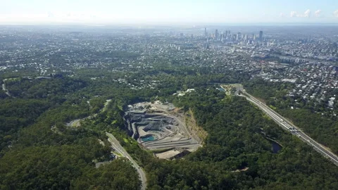 Aerial View Of Mount Coot-tha Quarry Wit... | Stock Video | Pond5