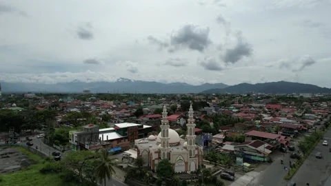 Aerial view of Mujahidin Mosque Largest ... | Stock Video | Pond5