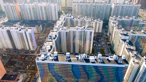 Aerial view of the multi-storey building... | Stock Video | Pond5