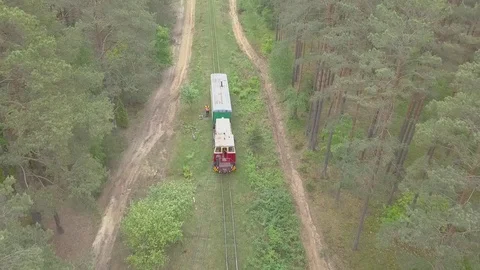 Aerial view of a narrow gauge railroad o... | Stock Video | Pond5