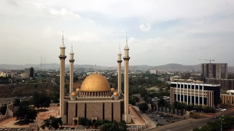Aerial view of National Mosque Abuja Nig... | Stock Video | Pond5