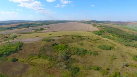 Aerial view of natural fields, rural sce... | Stock Video | Pond5