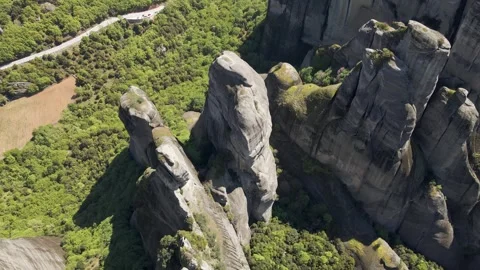 Aerial view of natural rounded pillars r... | Stock Video | Pond5
