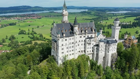 Aerial view of Neuschwanstein Castle, fa... | Stock Video | Pond5