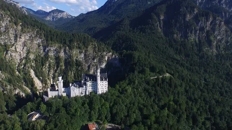 Aerial view of Neuschwanstein Castle | Stock Video | Pond5
