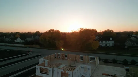 Aerial view the a new house under constr... | Stock Video | Pond5