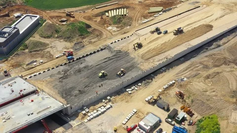 Construction Work Road The Highway Scaffolding Stock Video Footage ...