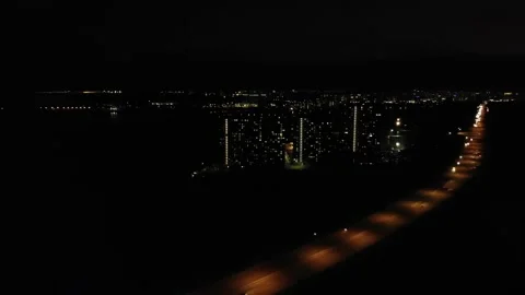 Aerial view of night city scene with hig... | Stock Video | Pond5