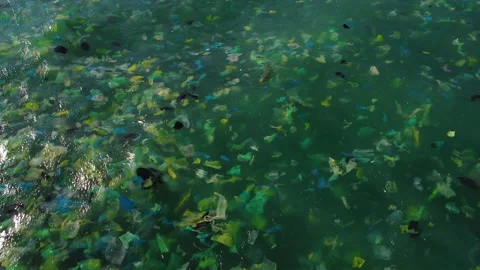 Aerial view of ocean pollution in blue s... | Stock Video | Pond5