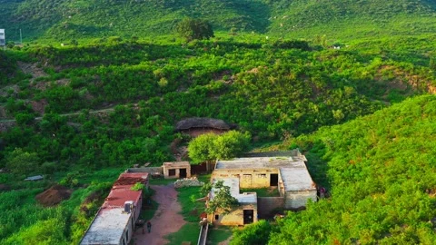 Aerial view of old houses in the Margala... | Stock Video | Pond5