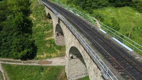 Aerial view of an old railway viaduct, A... | Stock Video | Pond5