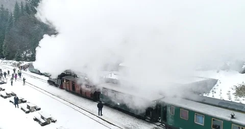 Aerial view of old traditional steam eng... | Stock Video | Pond5