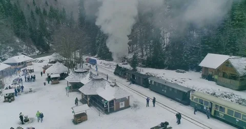 Aerial view of old traditional steam eng... | Stock Video | Pond5