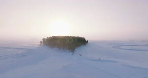 Aerial view orbiting fairy tale misty is... | Stock Video | Pond5