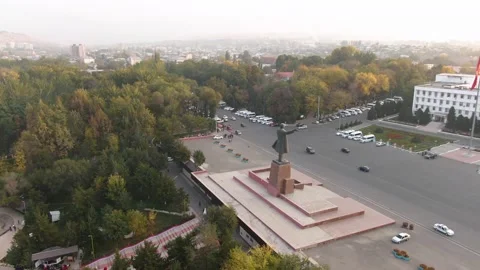 Aerial view of Osh city central square w... | Stock Video | Pond5