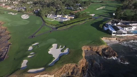 Aerial View Over 17th Hole At Pebble Bea... | Stock Video | Pond5