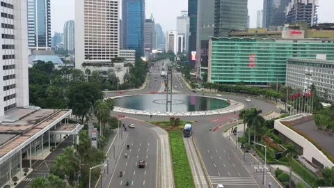 Aerial view over ornate roundabout in Ja... | Stock Video | Pond5