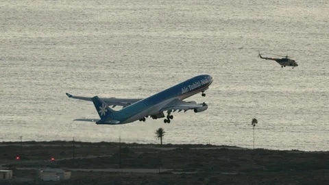 Aerial view Pacific Ocean aircraft depar... | Stock Video | Pond5