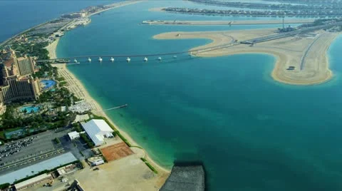Aerial view Palm Atlantis, Dubai | Stock Video | Pond5