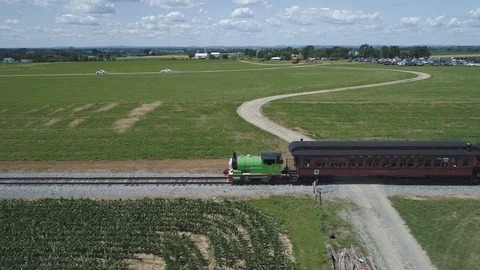 Aerial View of a Percy the Tank Engine w... | Stock Video | Pond5