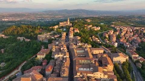 Aerial view of Perugia city skyline at s... | Stock Video | Pond5
