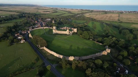 Aerial view of Pevensey Castle,a medieva... | Stock Video | Pond5