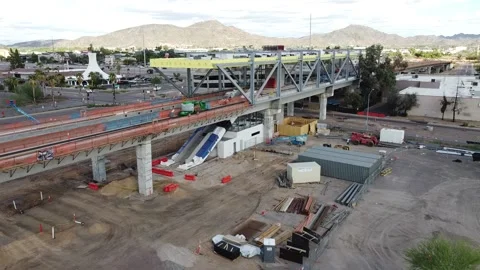 Aerial View of Phoenix Light Rail Road C... | Stock Video | Pond5