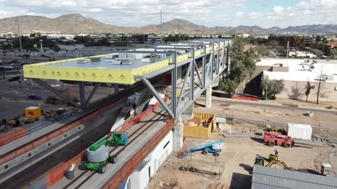 Aerial View of Phoenix Light Rail Road C... | Stock Video | Pond5