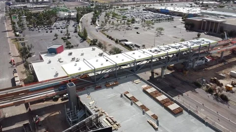 Aerial View of Phoenix Light Rail Constr... | Stock Video | Pond5