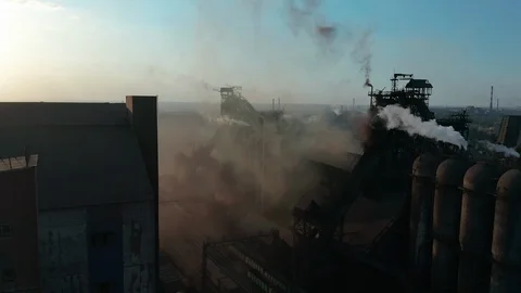 Aerial view. Pipes Throwing Smoke in the... | Stock Video | Pond5