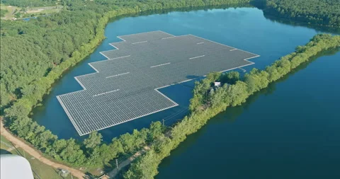 Aerial view of platform system of floati... | Stock Video | Pond5