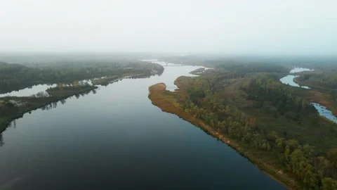 Aerial view of Prypiat river in Chernoby... | Stock Video | Pond5