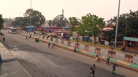 Aerial View of Public bus station, Buses... | Stock Video | Pond5