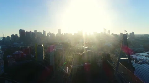 Aerial view pulling back from Sydney sky... | Stock Video | Pond5