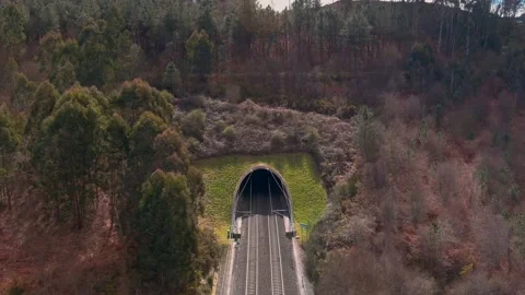 Aerial View Of Railway Tunnel Entrance. ... | Stock Video | Pond5