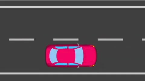 Aerial view red car driving, motorway 2d... | Stock Video | Pond5