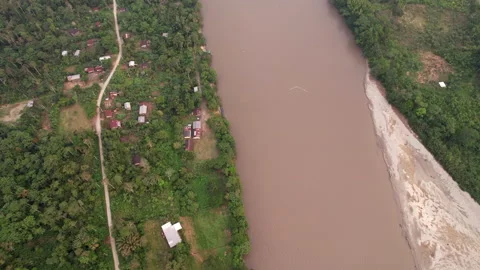 Aerial view of Rio Napo, Ecuador at dusk... | Stock Video | Pond5