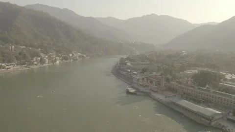 Aerial view on Rishikesh, India, 4k dron... | Stock Video | Pond5
