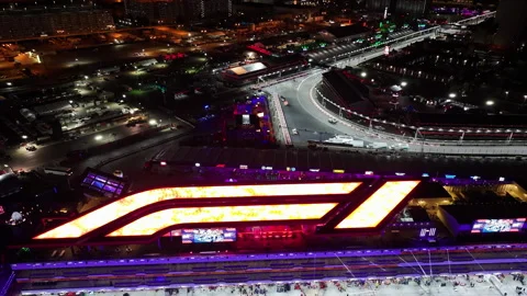 Aerial view rising in front of the F1 lo... | Stock Video | Pond5