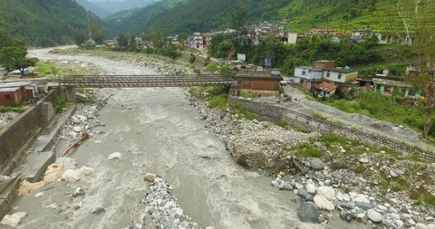 Aerial view of river Ganges in Himalayas... | Stock Video | Pond5