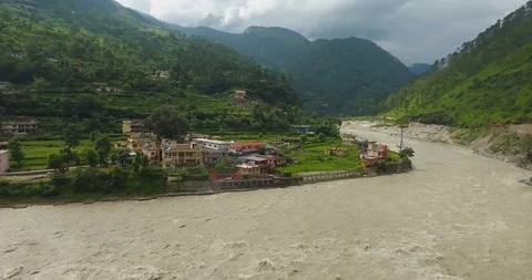 Aerial view of river Ganges in Himalayas... | Stock Video | Pond5